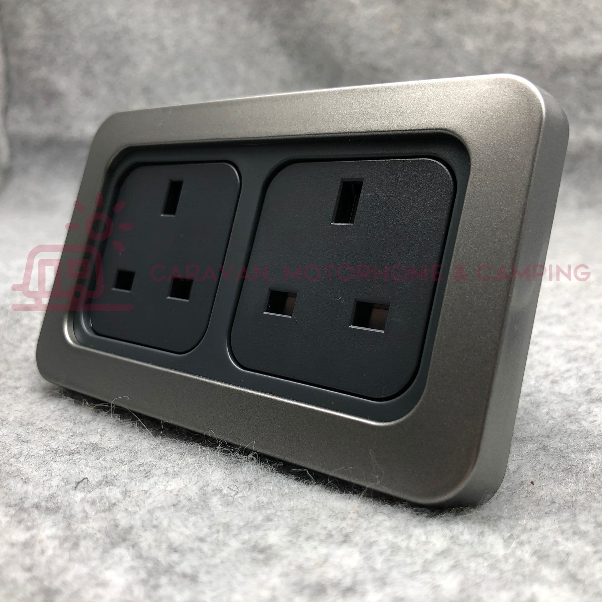 CBE C-Line 13a - 240v 2-Way Socket Faceplate & Back Box Gun Metal Grey ...